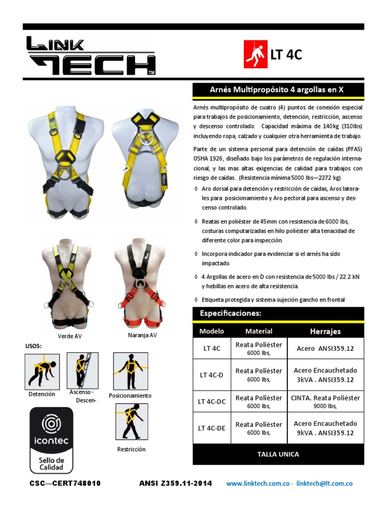 Ficha Tecnica Arnes LT4C | PDF | Materiales | Ingeniería de Edificación