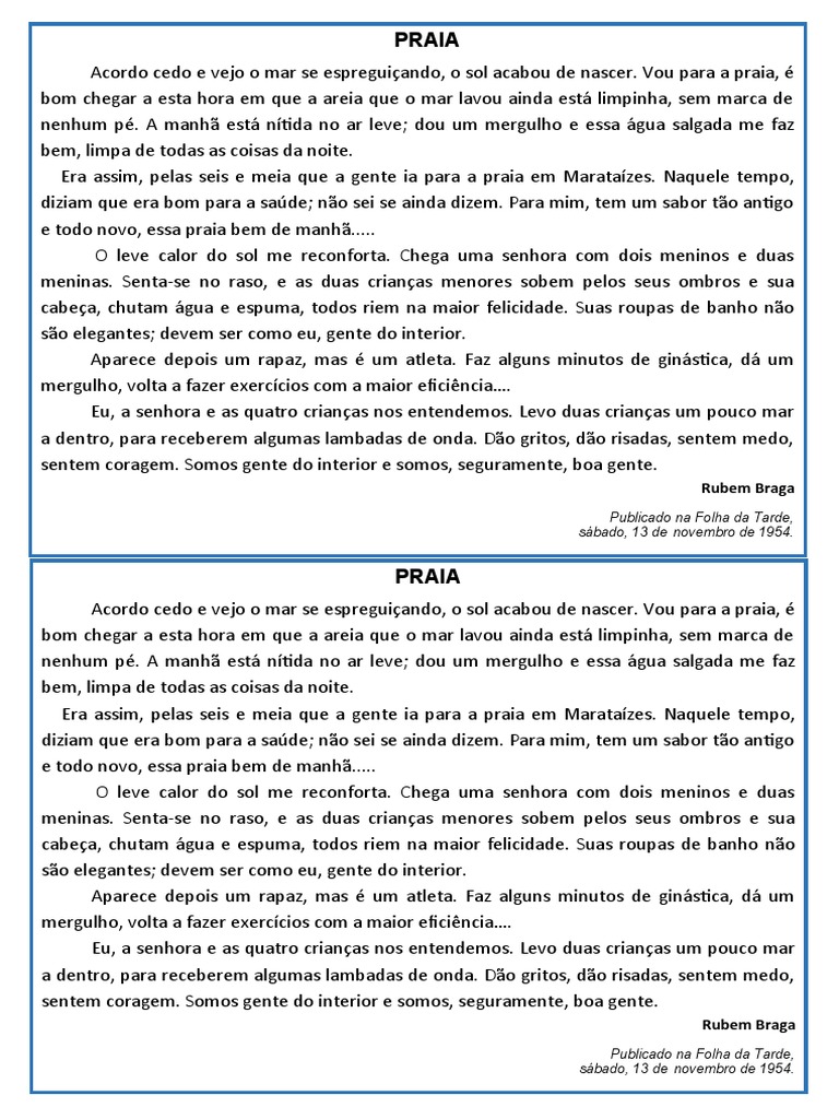 Texto - Genero Crônica - PRAIA | PDF
