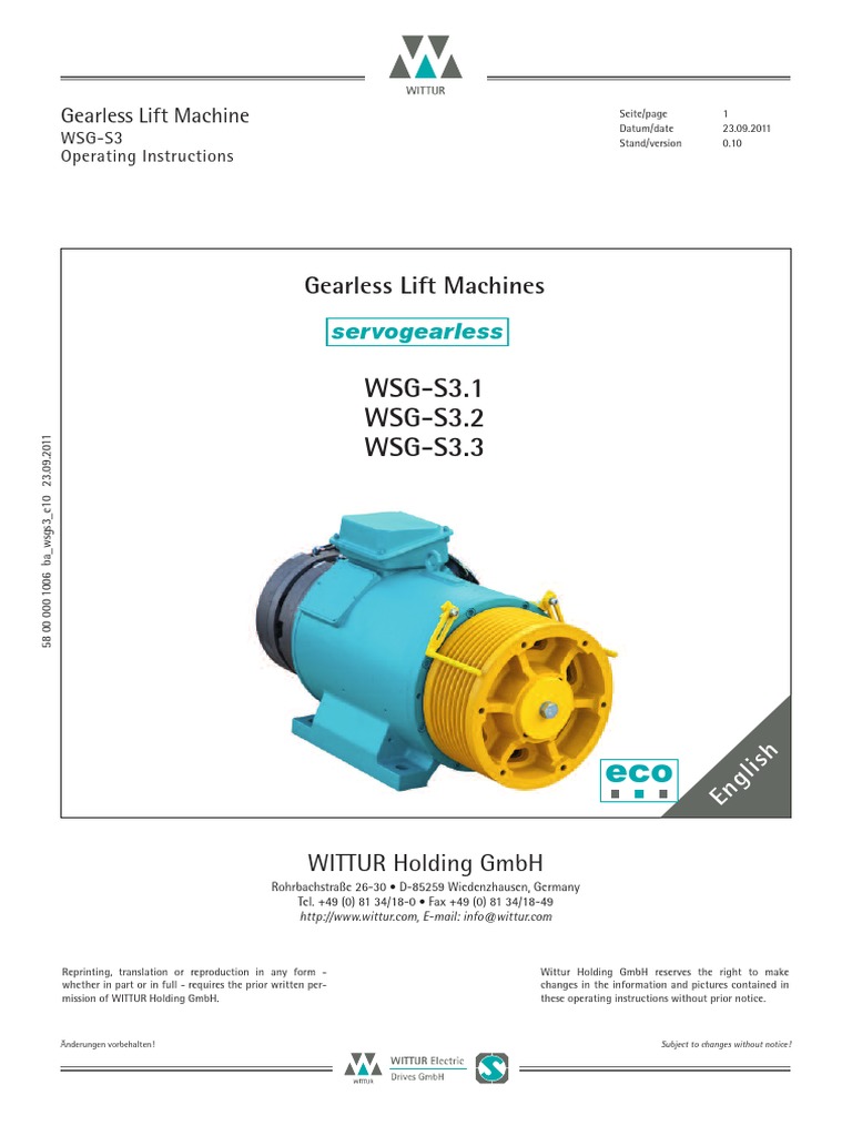 Manual Ba - wsgs3 - E10 Maquinas Wittur SICOR | PDF | Electric Motor ...