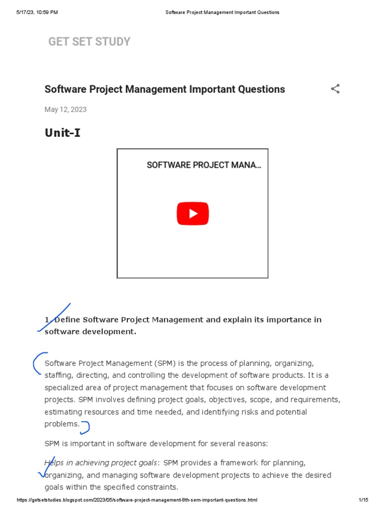 SPM Notes | Download Free PDF | Software Development Process | Project ...