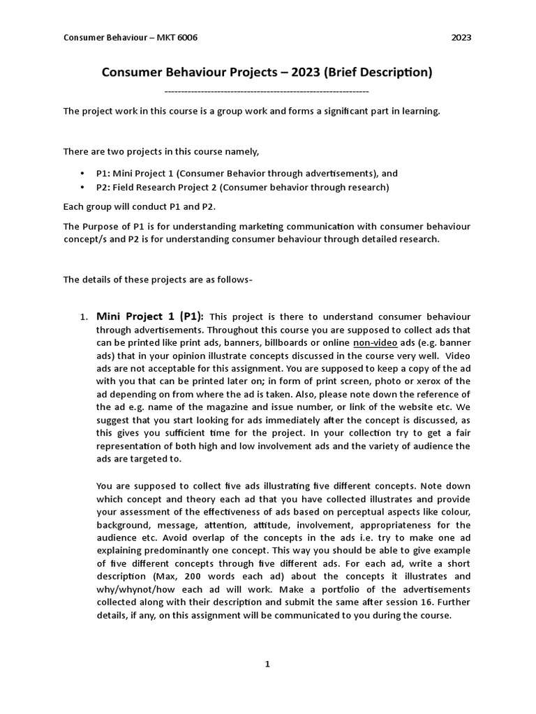 Consumer Behavior Course Projects | PDF | Consumer Behaviour | Advertising