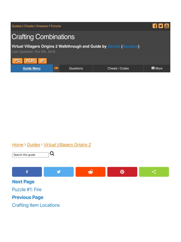 Crafting Combinations - Virtual Villagers Origins 2 | PDF | Home & Garden
