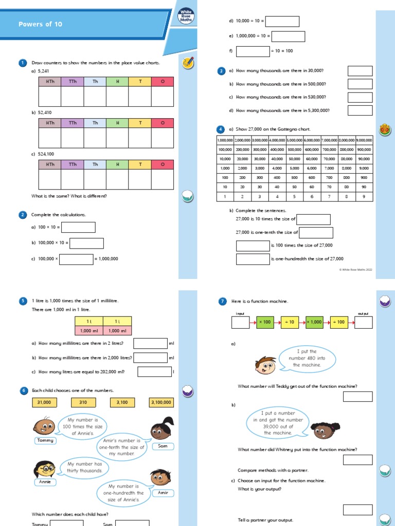 Y6 Autumn Block 1 WO4 Powers of 10 2022 | PDF | Litre | Notation