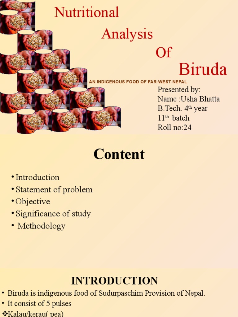 Nutritional Analysis of Biruda from Nepal | PDF | Legume | Chickpea