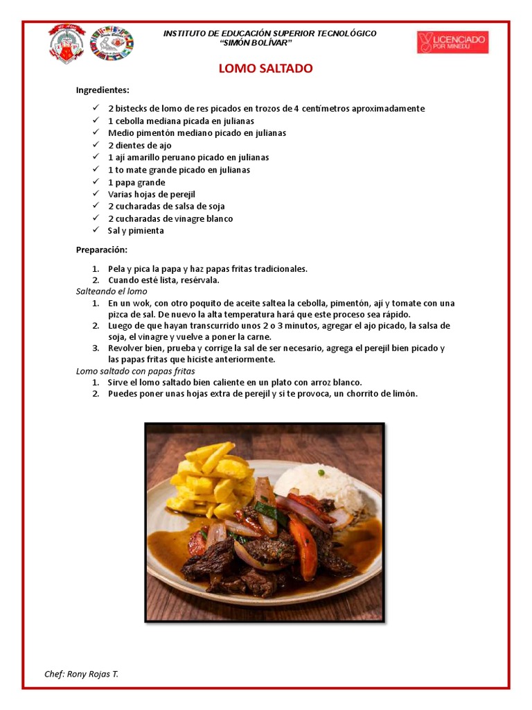 Receta Lomo Saltado | PDF