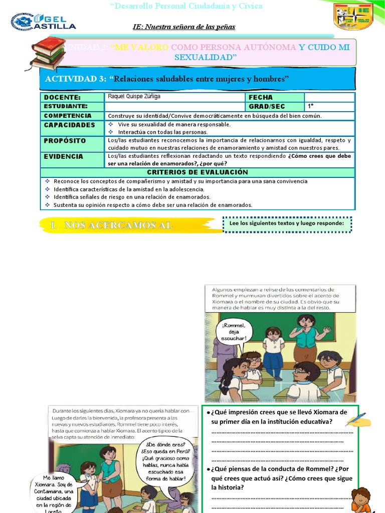 1° DPCC - Actv.03-Und.3 2023 | PDF | Aprendizaje | Conceptos psicologicos