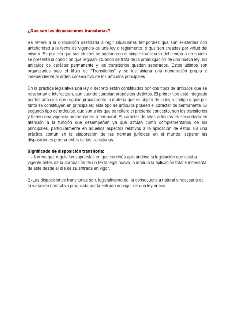 ¿Que Son Las Disposiciones Transitorias | PDF