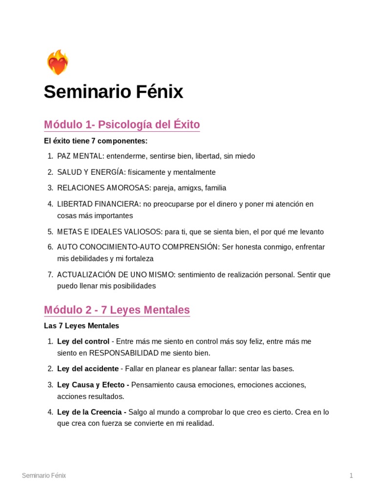 Seminario Fénix | PDF | Autoestima | Amor