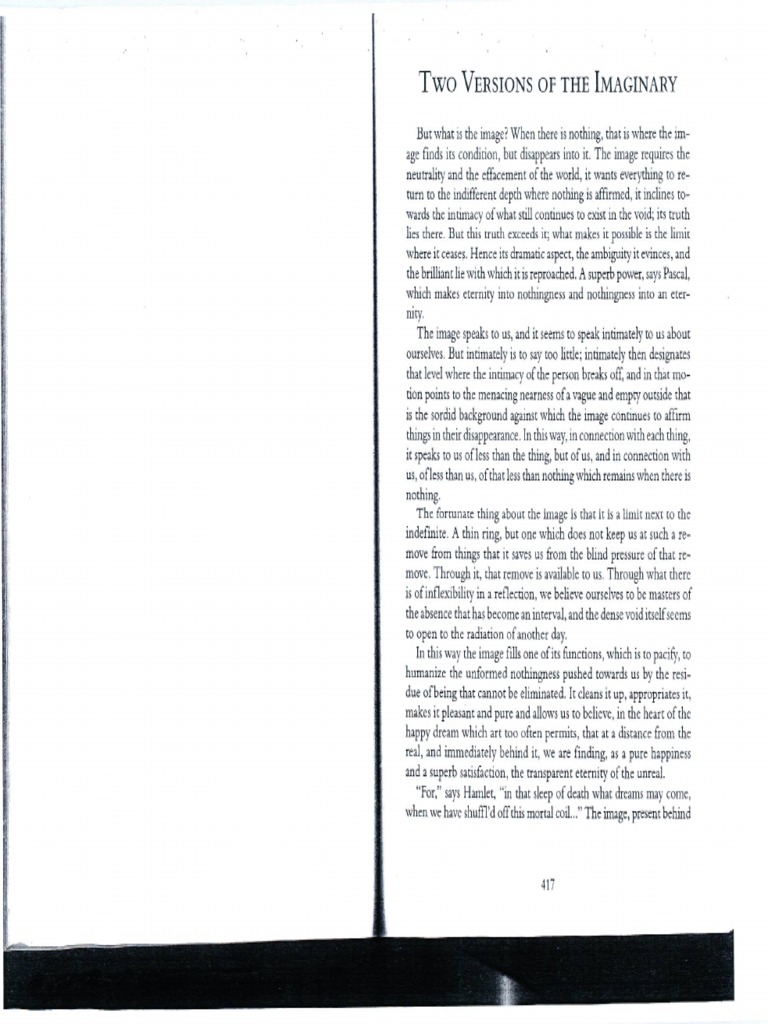 (Artigo) Blanchot, Maurice - Two Versions of The Imaginary | PDF