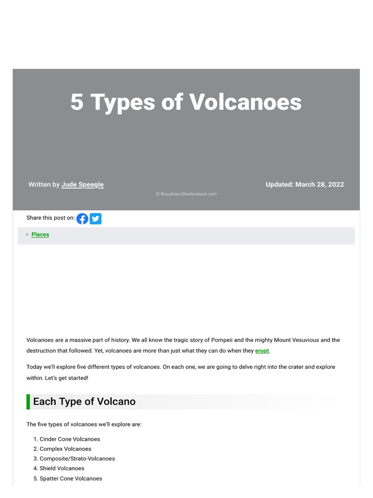 5 Types of Volcanoes | PDF | Volcano | Types Of Volcanic Eruptions