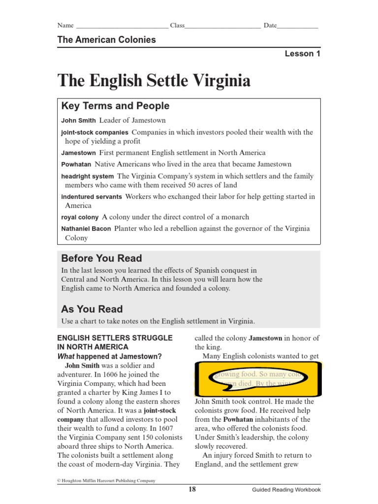 GRW M02L01 | PDF | Jamestown, Virginia | Thirteen Colonies