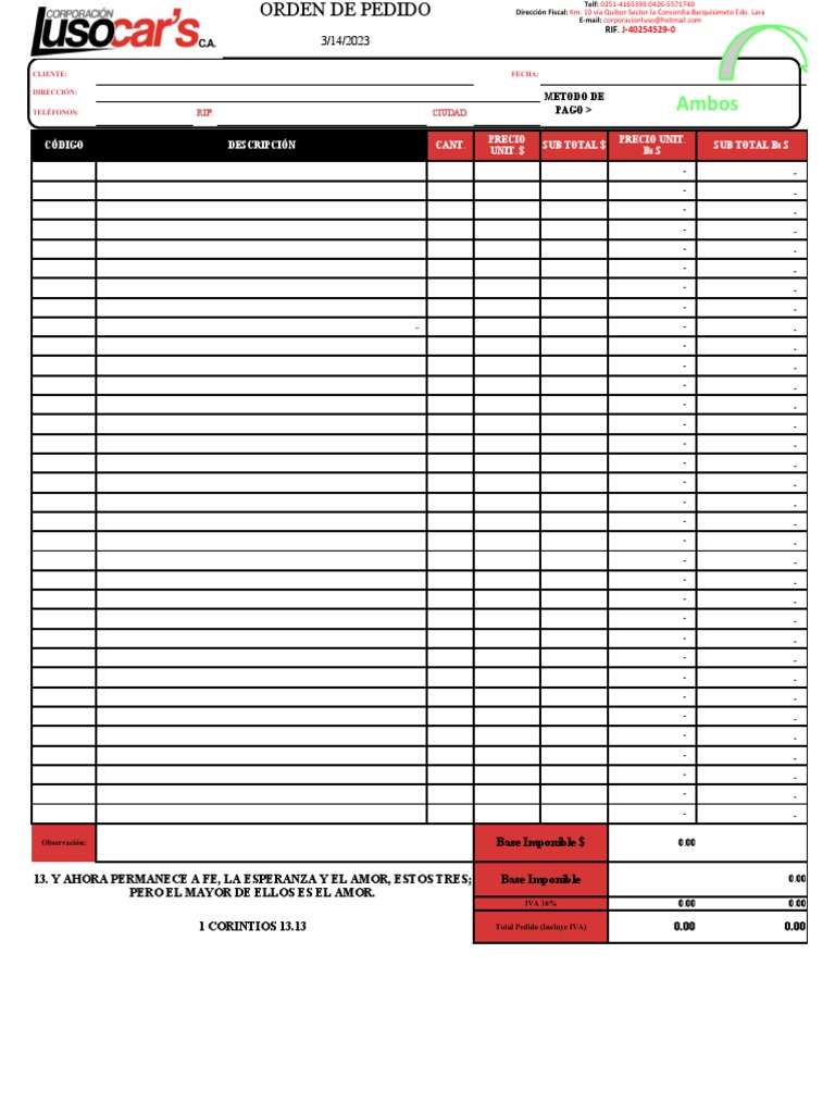 Formato de Pedido Nuevo | PDF