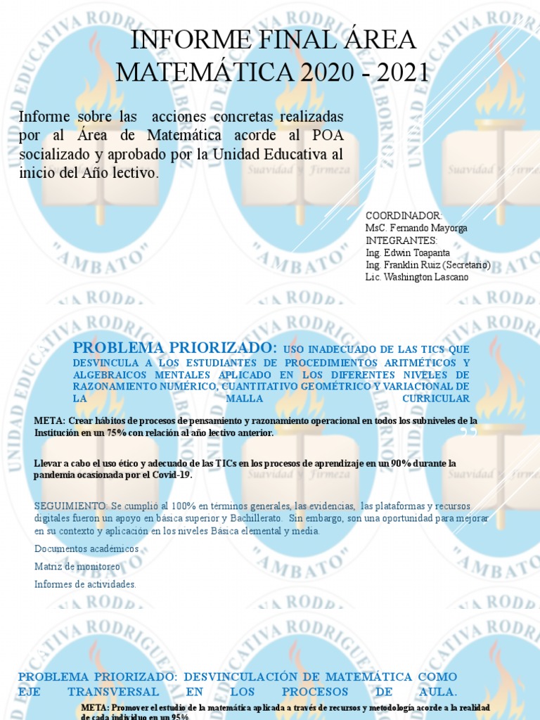 Informe de Matemática 2020-2021: Acciones y Resultados | PDF ...