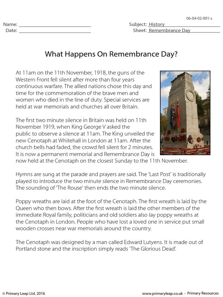 What Happens On Remembrance Day | PDF | World War I | Commemoration
