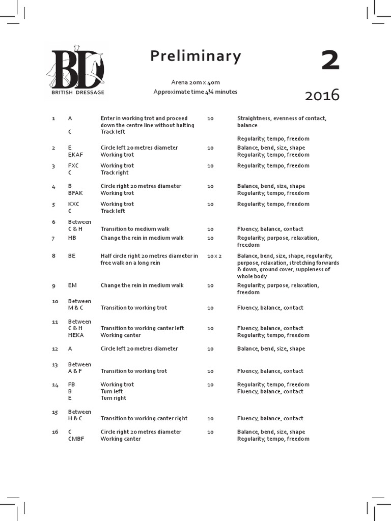 Dressage Test Prelim 2 | PDF