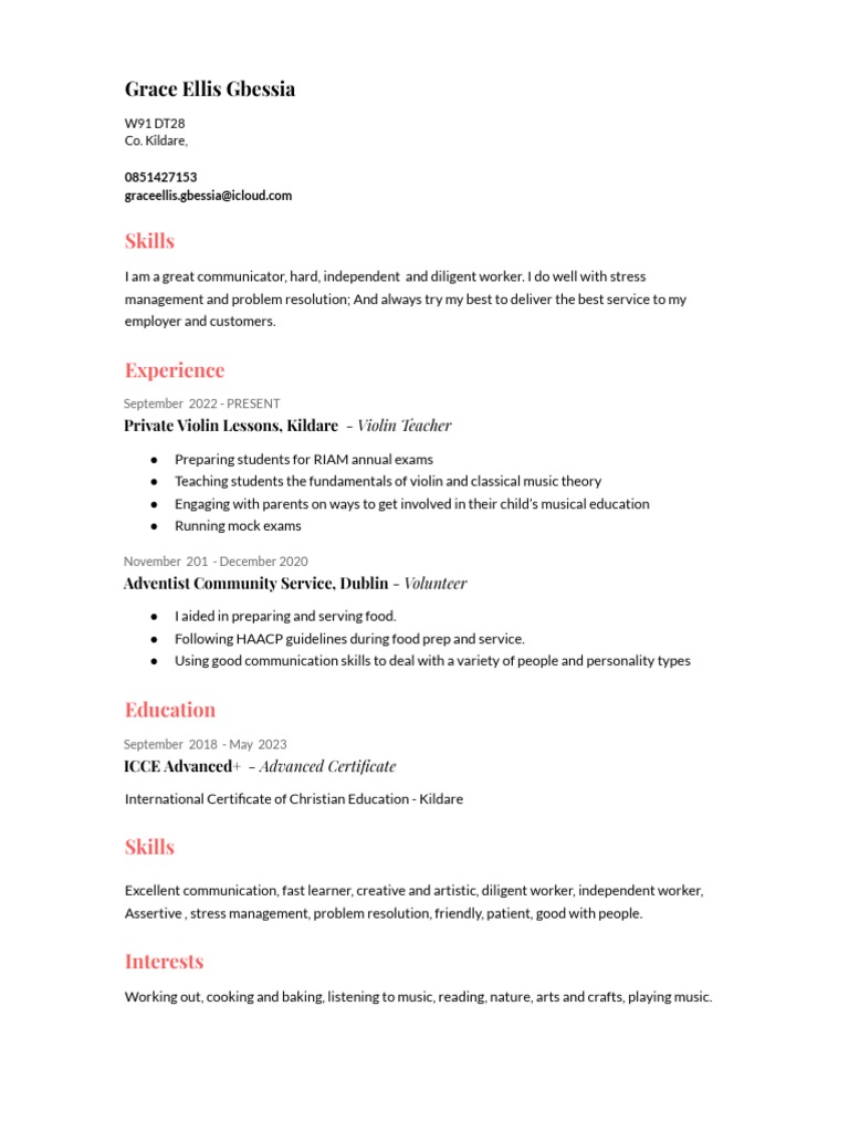 Grace Ellis Gbessia CV | PDF