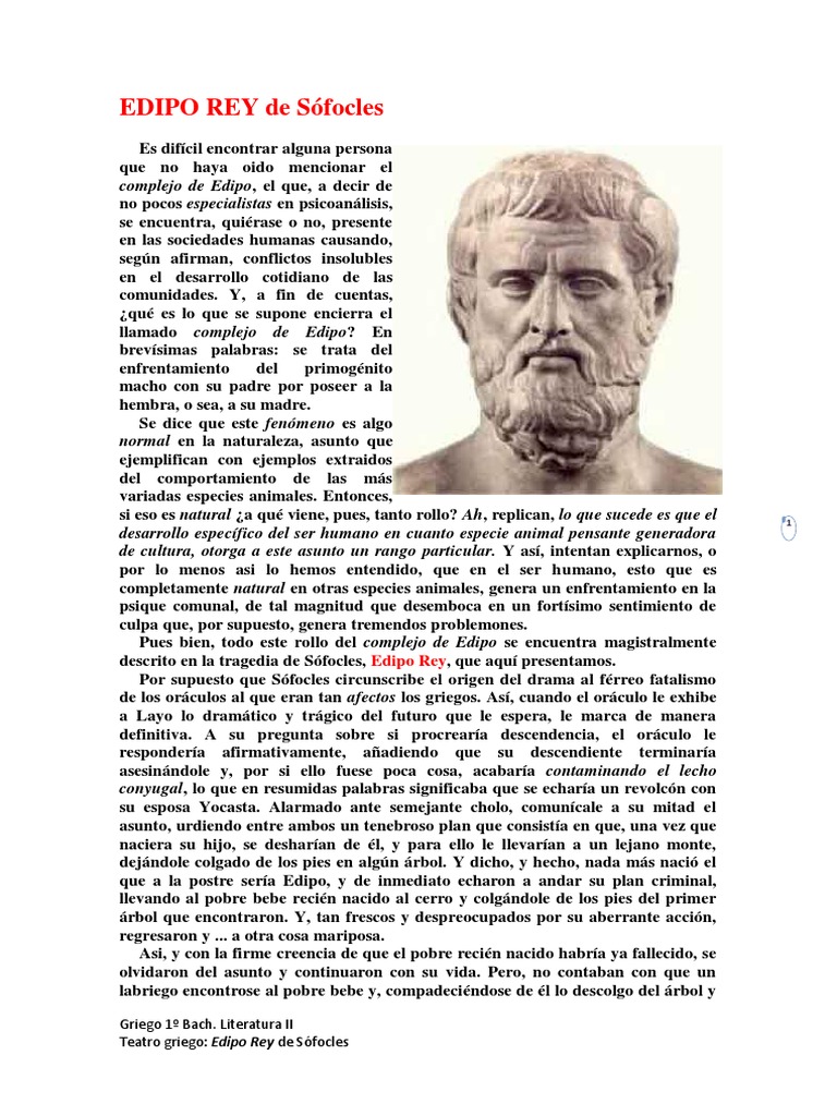 LITERATURA I. Edipo Rey de Sófocles | PDF | Edipo