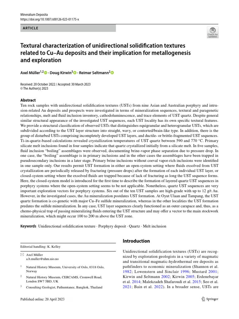Textural Characterization of Unidirectional Solidification Textures ...