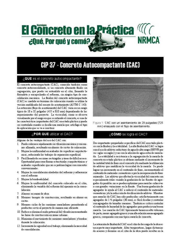 Concreto Autocompactante: Ventajas y Uso | PDF | Hormigón | Ciencias ...