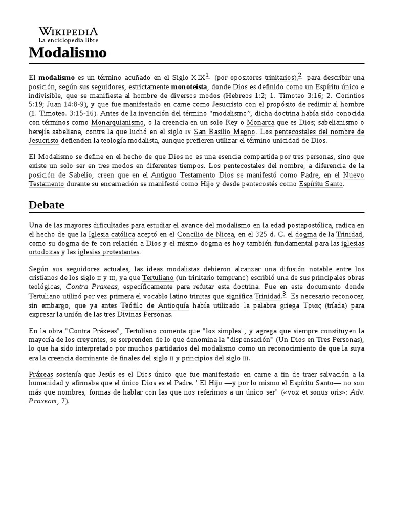 Modalismo | PDF | Dios en el cristianismo | Concepciones de dios