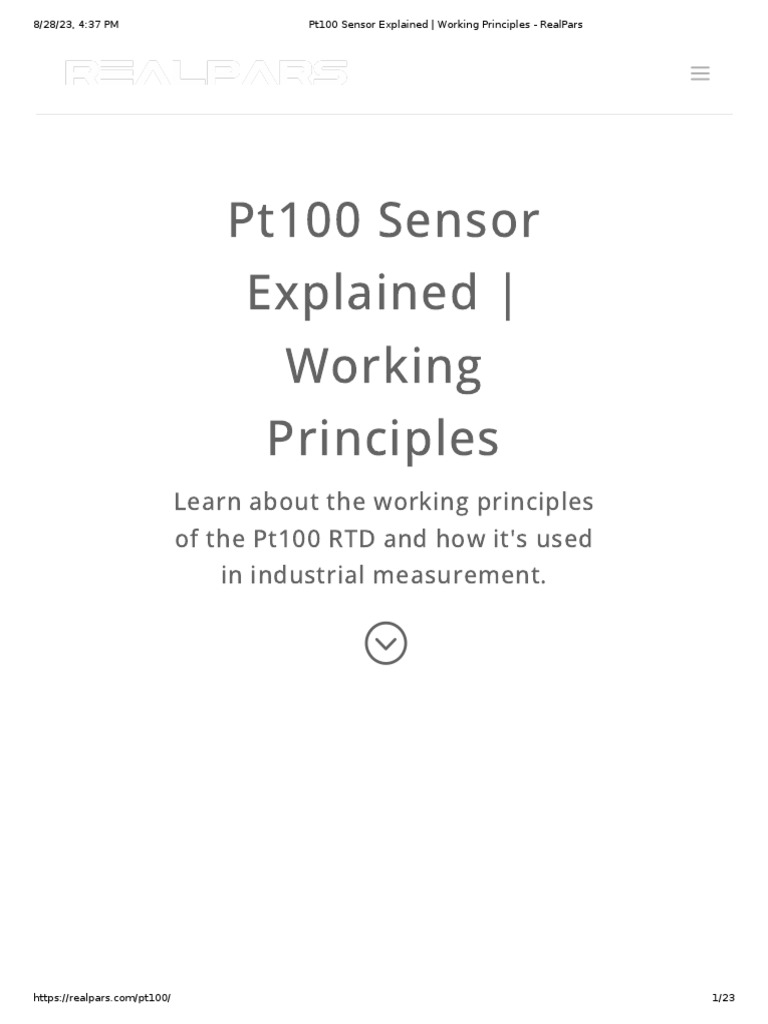 Pt100 Sensor Explained - Working Principles - RealPars | PDF ...