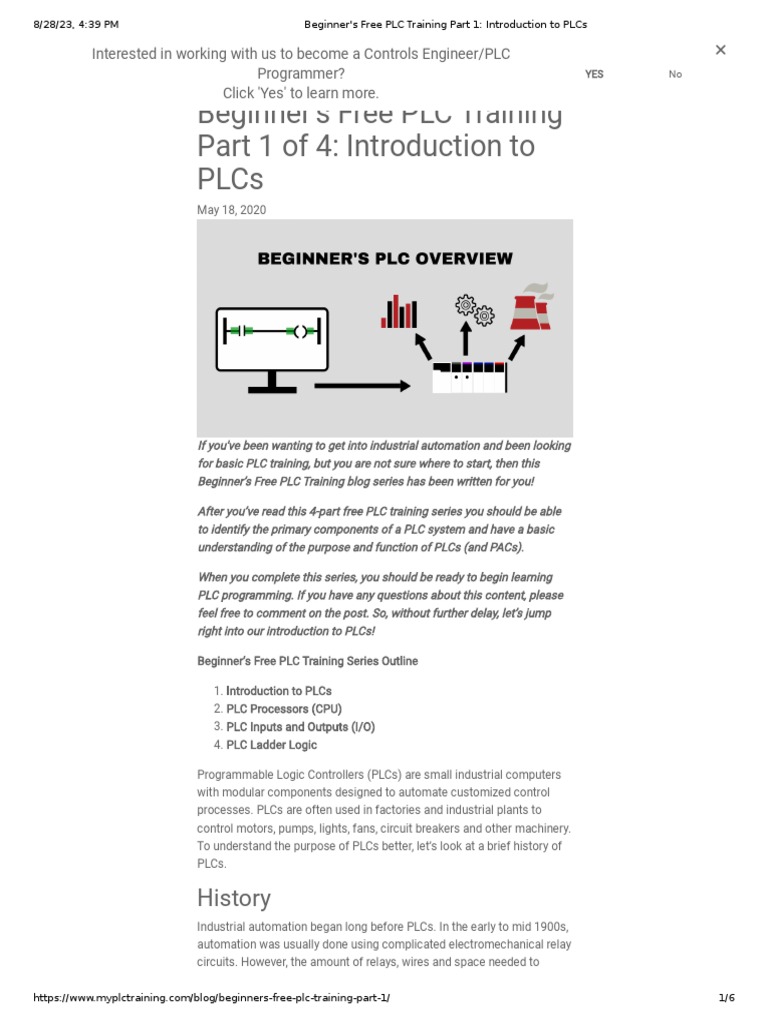 Beginner's Free PLC Training Part 1 - Introduction To PLCs | PDF | Programmable Logic Controller ...