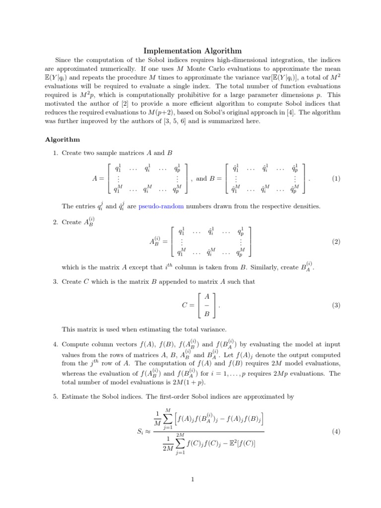 Saltelli Algorithm | PDF | Sensitivity Analysis | Matrix (Mathematics)