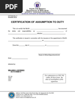 CS Form No. 4 Certificate of Assumption To Duty | PDF