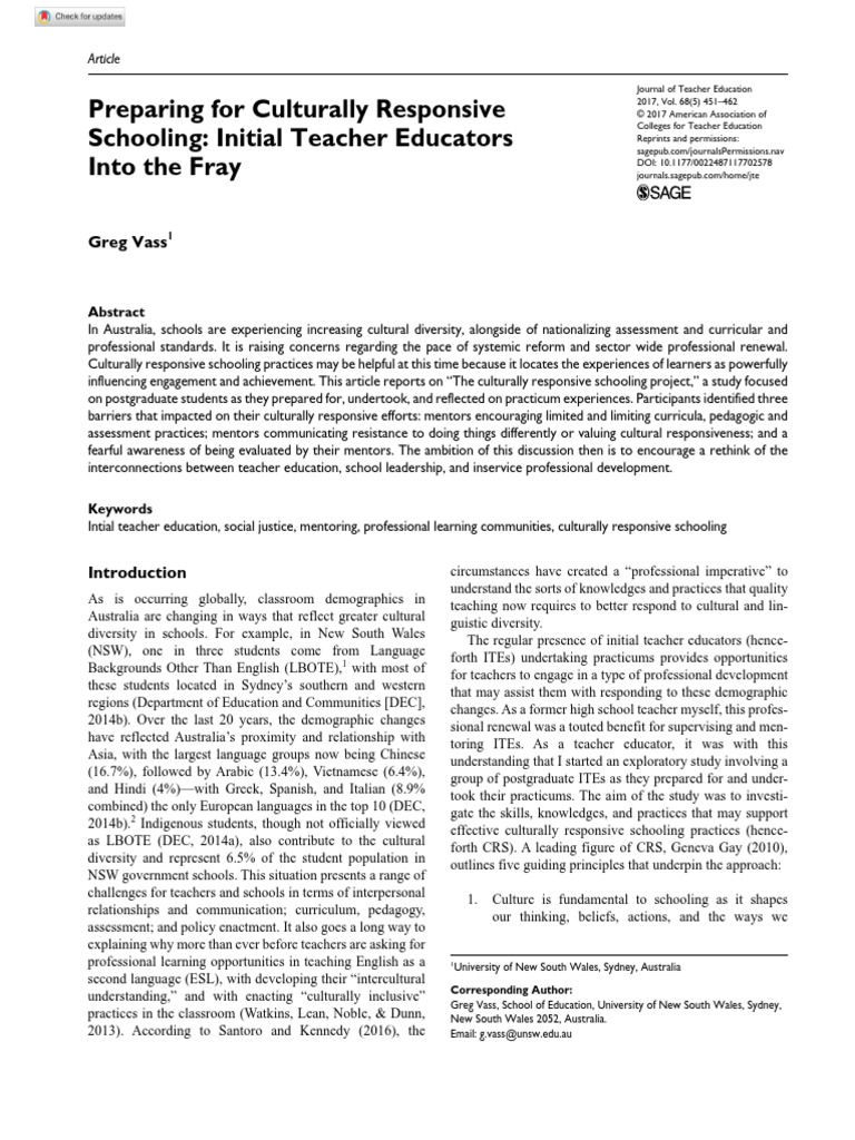Culturally Responsive Teacher Education | PDF | Mentorship | Teachers