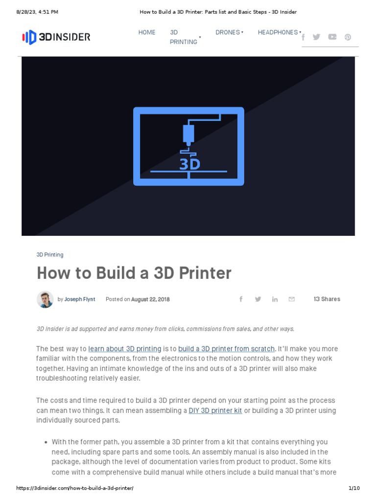 3D Printer Parts and Build Guide | PDF | 3 D Printing | Printer (Computing)