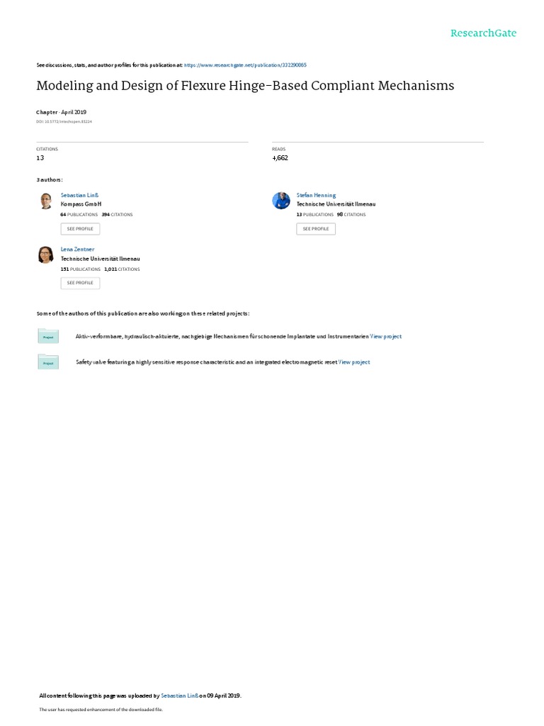 Modeling and Design of Flexure Hinge-Based Compliant Mechanisms | PDF ...