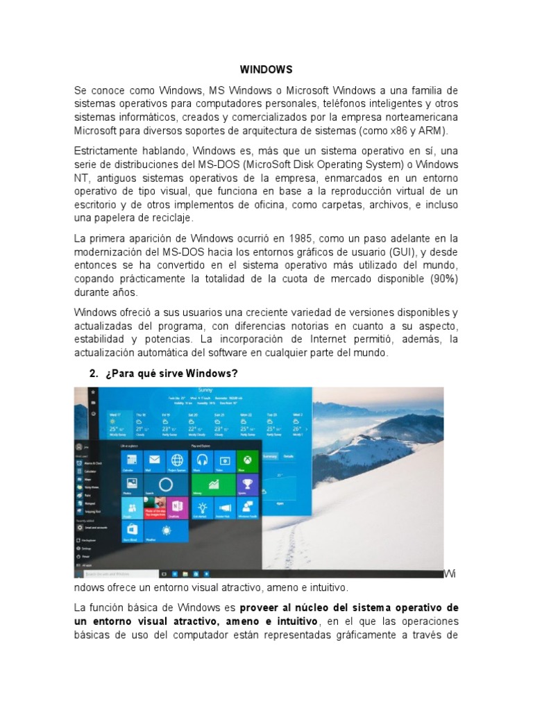 Windows Definicion | Descargar gratis PDF | Microsoft Windows | Windows 10