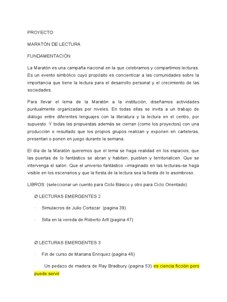 PROYECTO. Lengua y Literatura | PDF