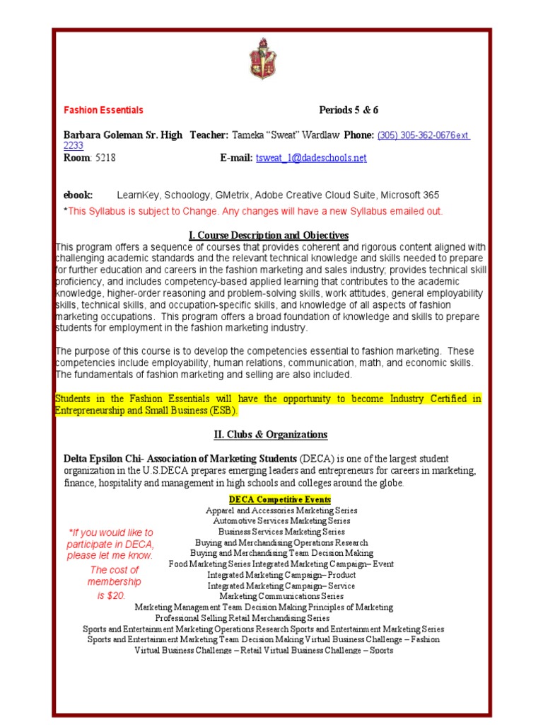 Fashion Marketing Course Syllabus | PDF | Marketing | Marketing ...