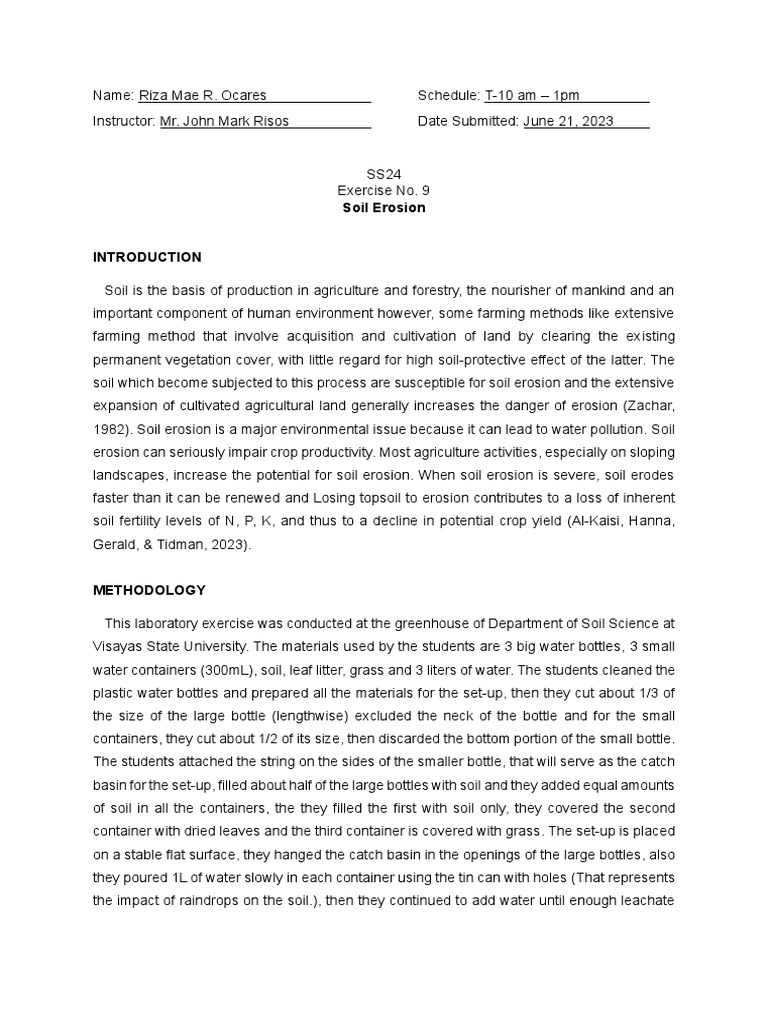 Soil Erosion Experiment Analysis | PDF | Soil | Erosion