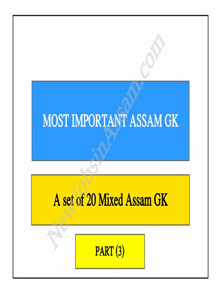 Assam GK PDF Part 3 | PDF | South Asia