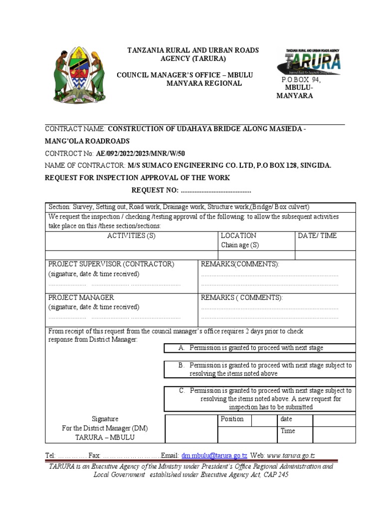 50-Approval Form of Site Works | PDF