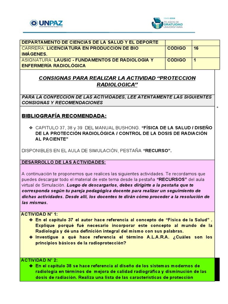 Actividades Proteccion Radiologica. | PDF | Dosimetría | Rayo X Actividades Proteccion Radiologica. | PDF | Dosimetría | Rayo X