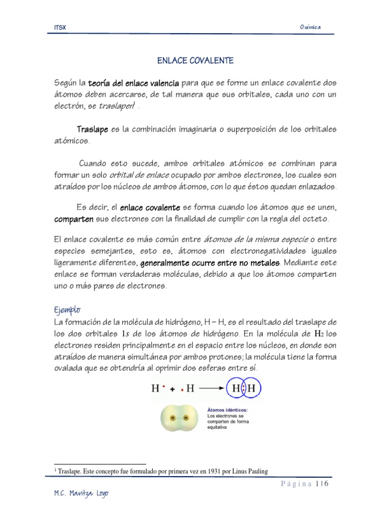Enlace Covalente | PDF | Enlace covalente | Enlace químico