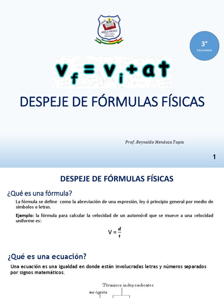 Despeje de Fórmulas .... F | PDF | Fórmula | Ecuaciones