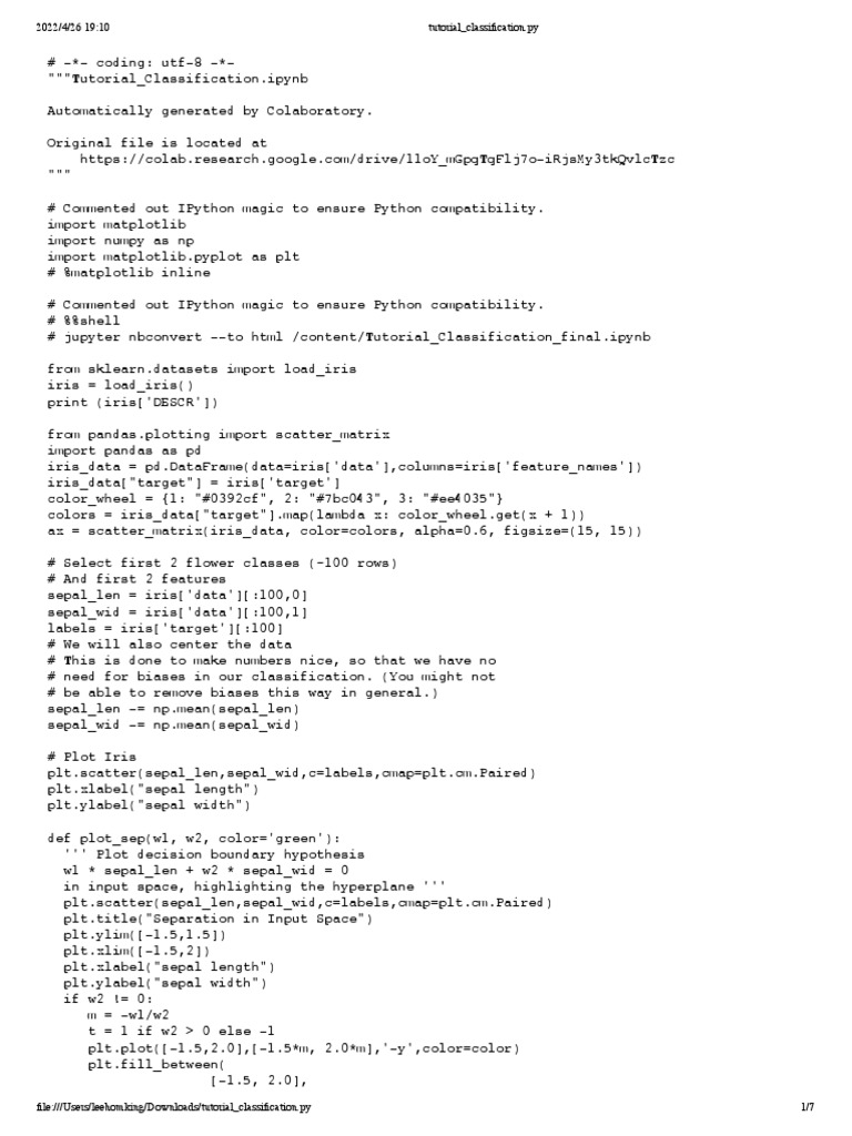 Tutorial Classification Py | PDF | Computing | Computer Programming Tutorial Classification Py | PDF | Computing | Computer Programming