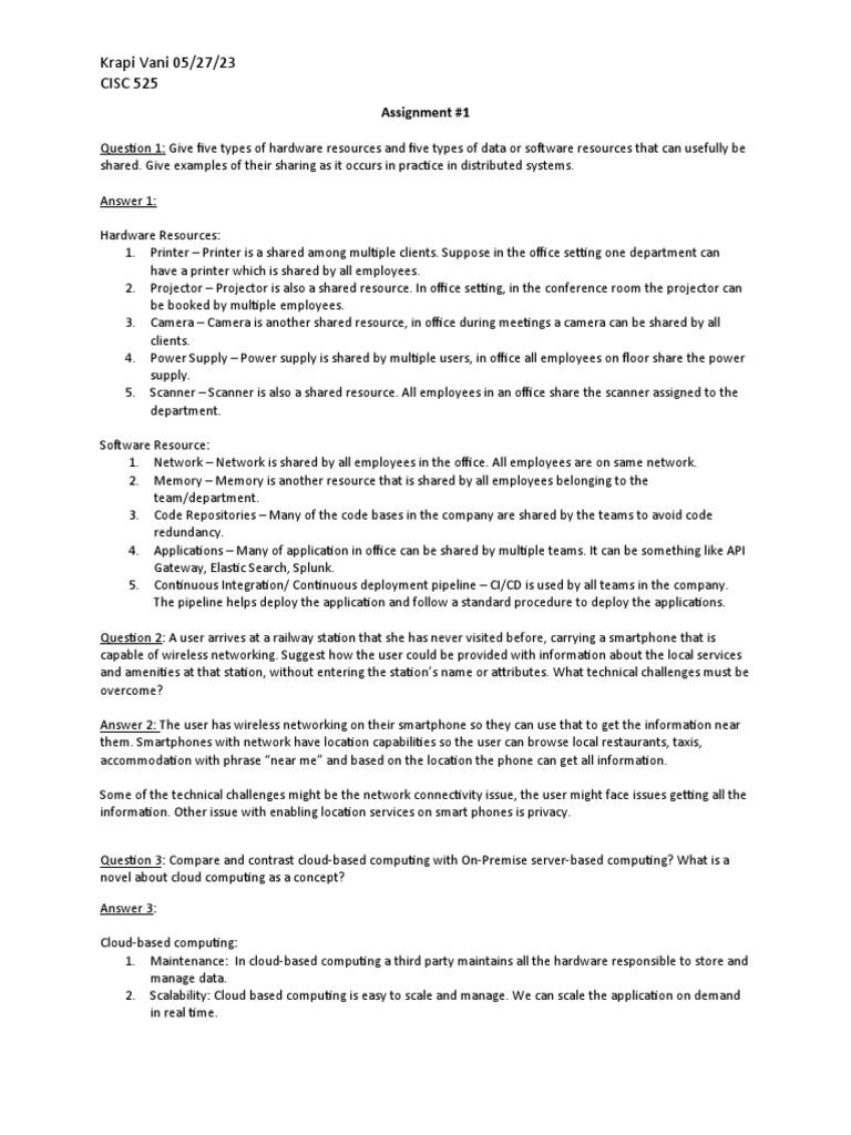 Krapi Vani 05/27/23 CISC 525: Assignment #1 | PDF