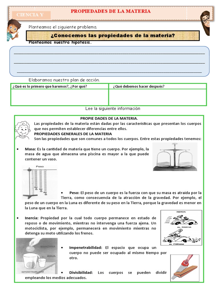 D3 A1 FICHA CT. Conocemos Las Propiedades de La Materia. | PDF ...