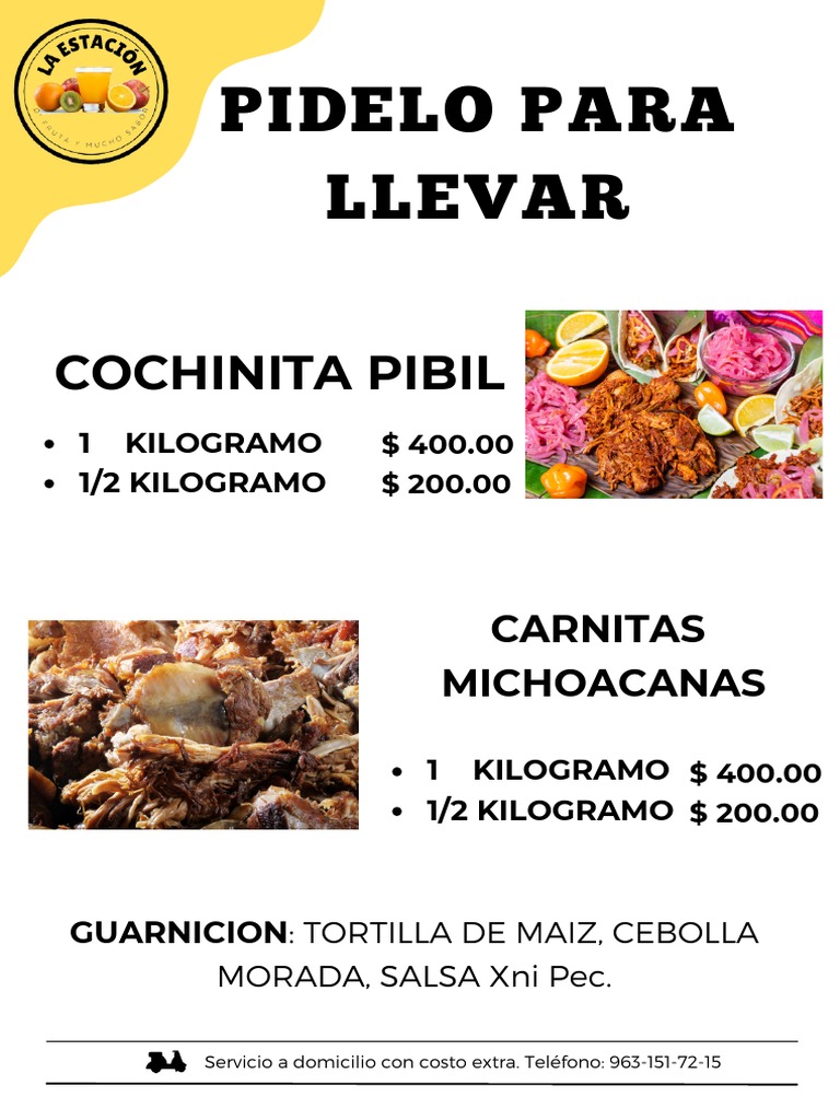 MENÚ Cochinita | PDF | Cocina, comidas y vino | Salud y bienestar