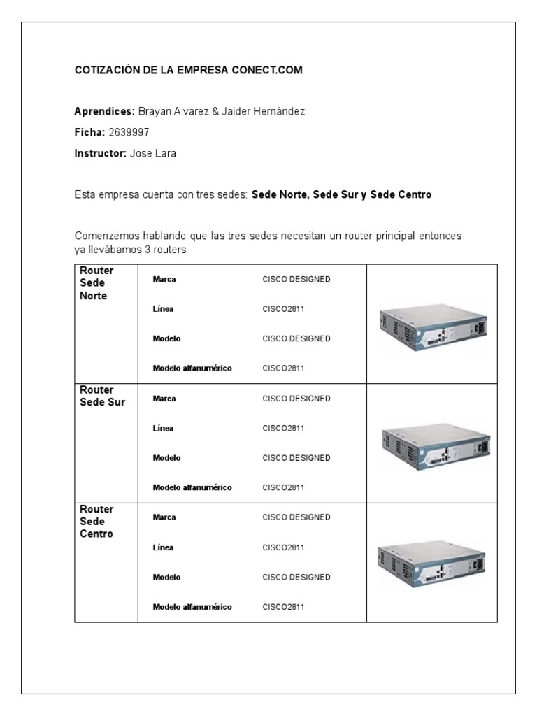 Cotización de La Empresa Conect | PDF | Enrutador (Computación) | Punto ...