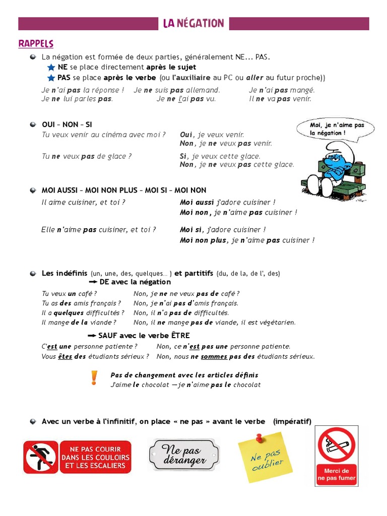 Negation + Exercices Part 1 Organized | PDF