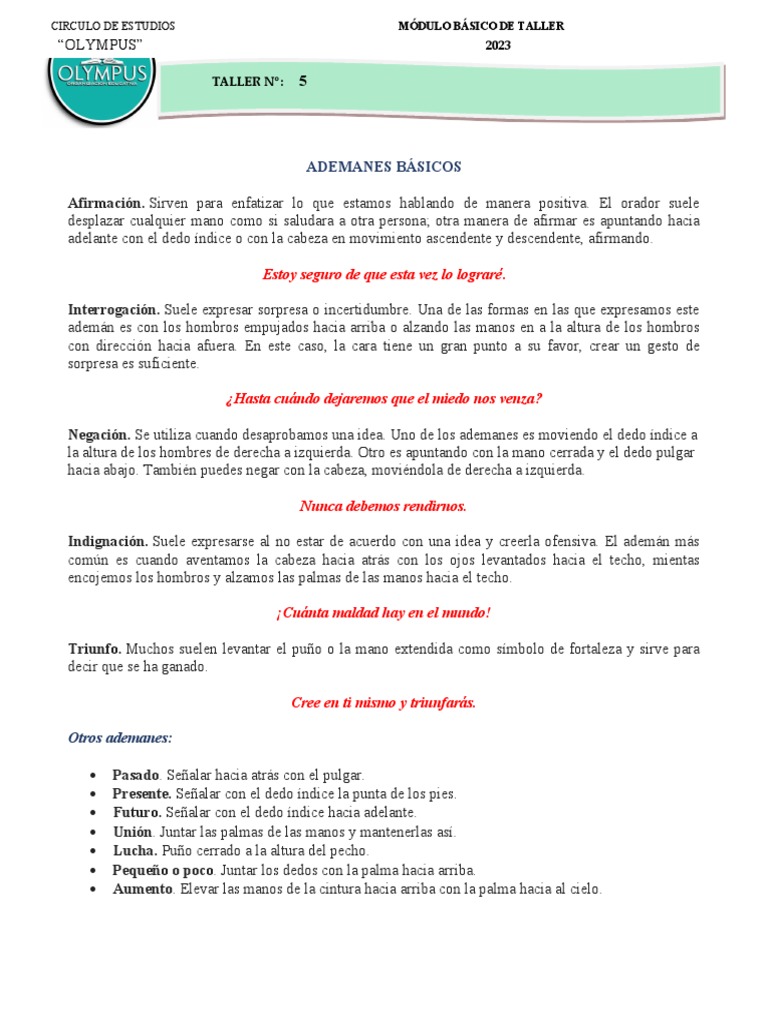 Ejemplos de Ademanes Básicos | PDF | Mano