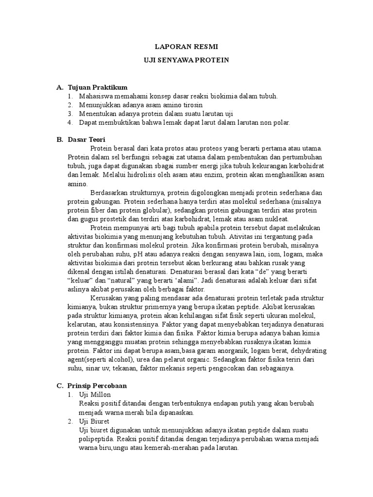 LAPORAN RESMI Biokimia Protein | PDF