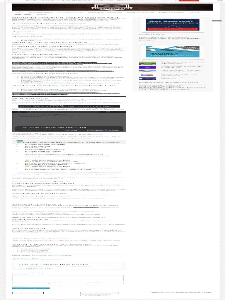 Android Hacking Using Msfvenom | PDF