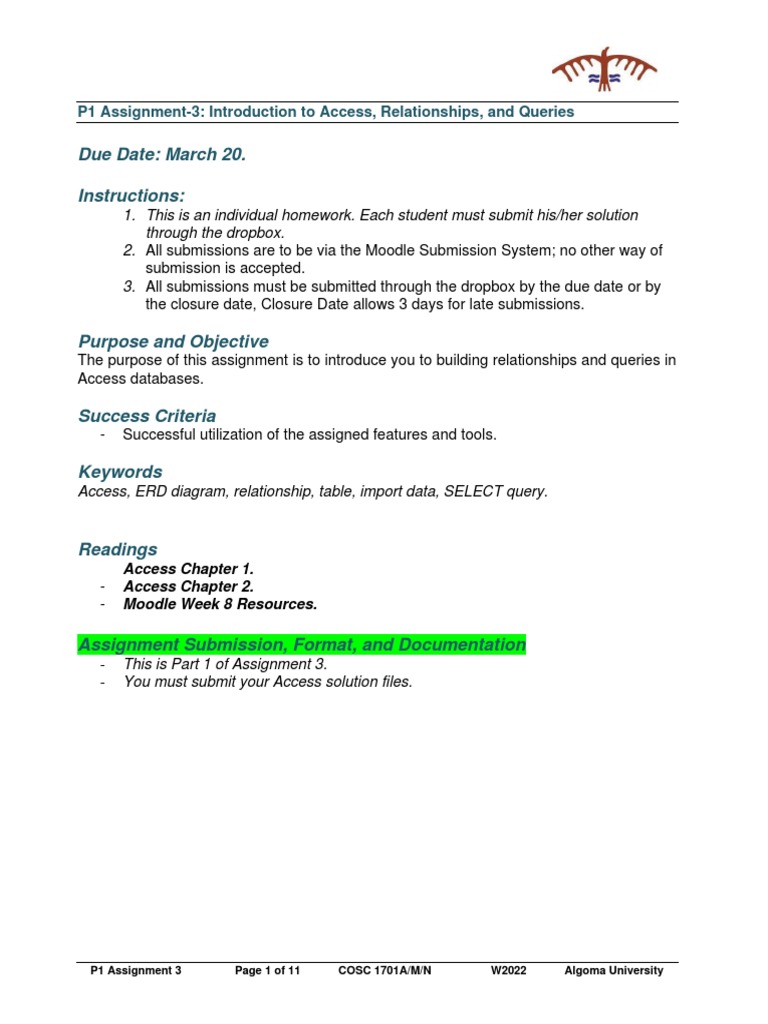COSC 1701A, M, N, Computer Applications, W22, Assignment-3 Part-1v02 | PDF | Databases | Table ...